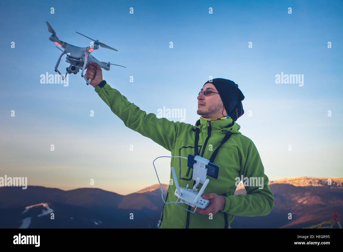 Man operating a drone Stock Photo - Alamy