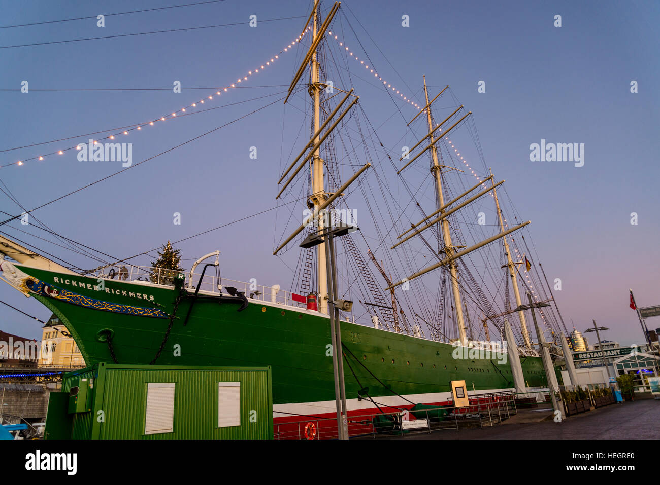 Rickmer Rickmers museum ship, Hamburg harbour on the Elbe river ...