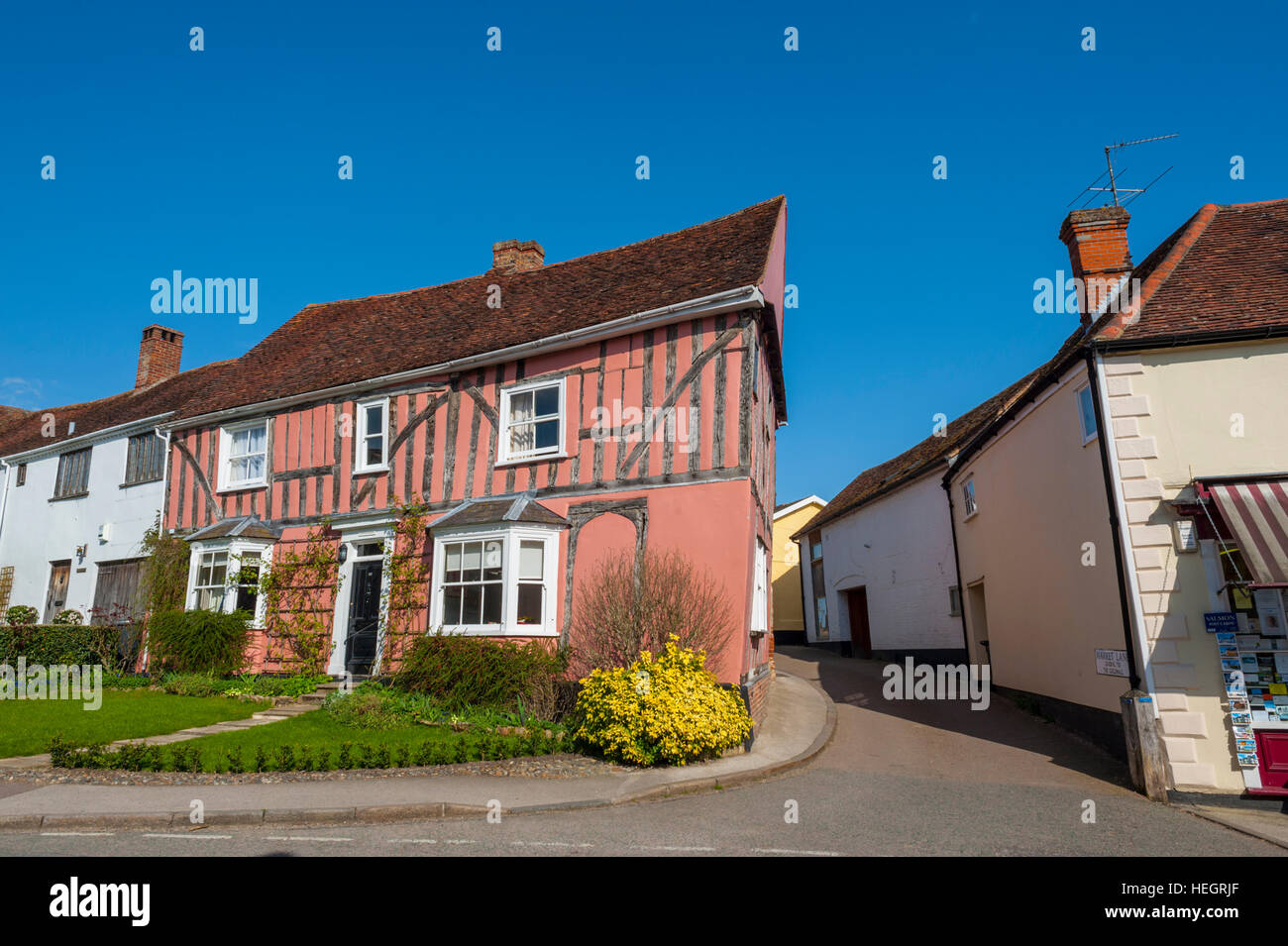 Half Timbered houses in Lavenham Suffolk Stock Photo - Alamy