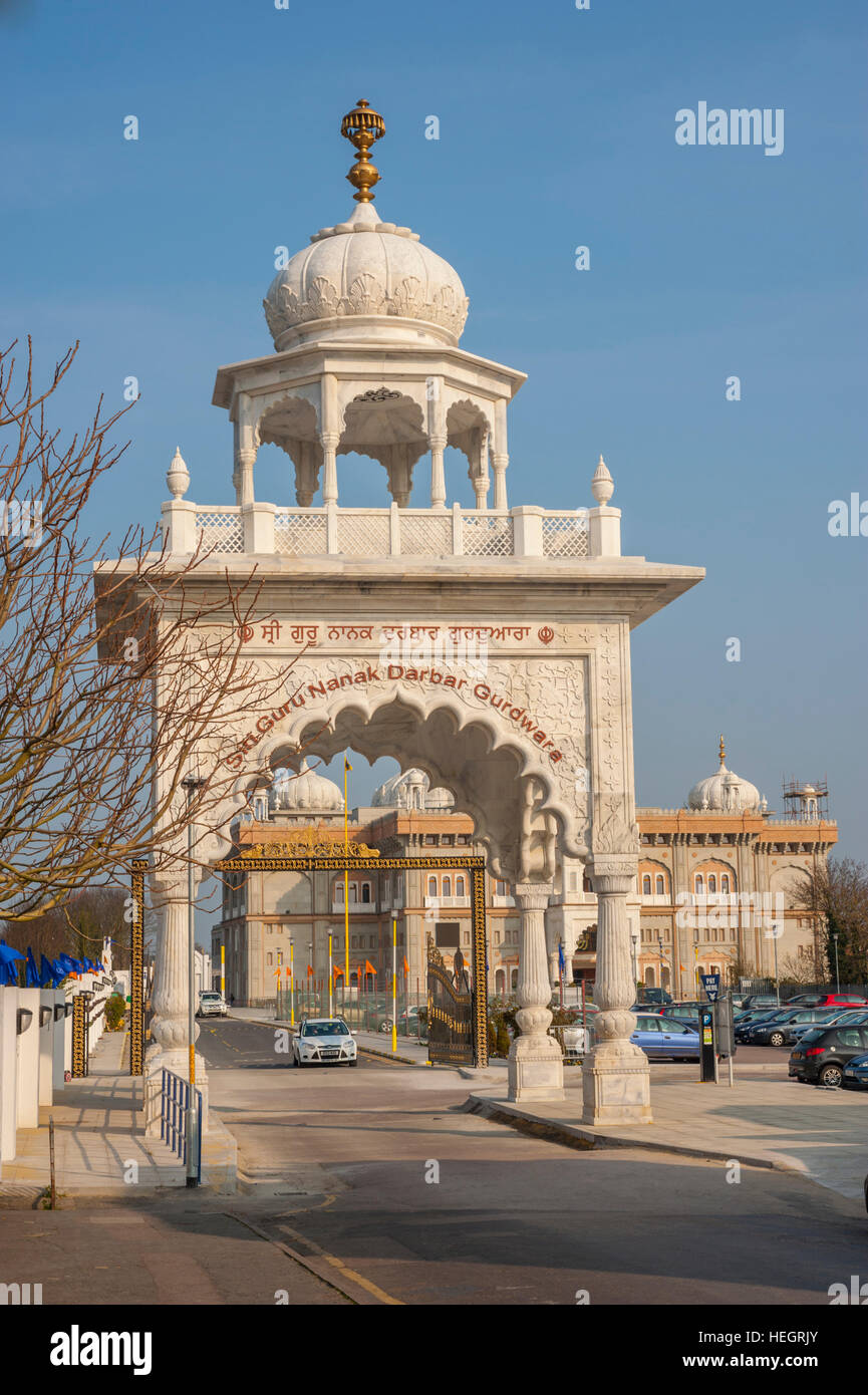 THe new Marble gate into the Sikh Gurdwara in Gravesend Kent Stock ...