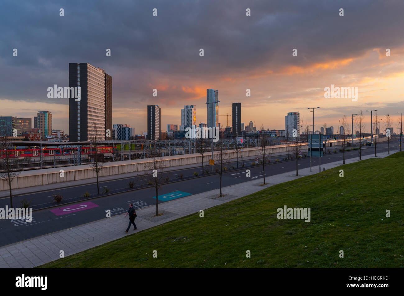 tower blocks in Stratford, east london, with stratford railway station ...
