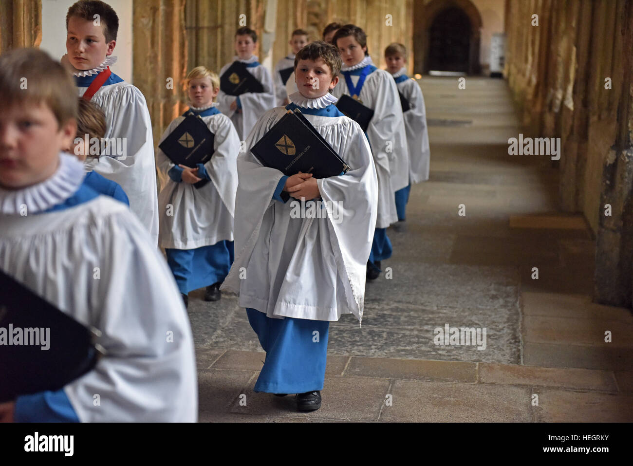 Boy choristers from Wells Cathedral Choir rehearse for evensong ...