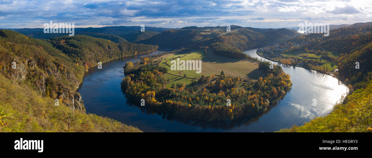 Famous view on Vltava river, Slapy dam, Czech Republic, Panorama Image ...