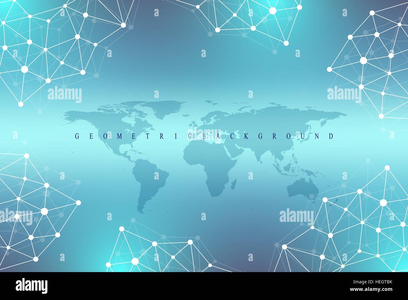 Geometric graphic background communication with World Map. Big data ...