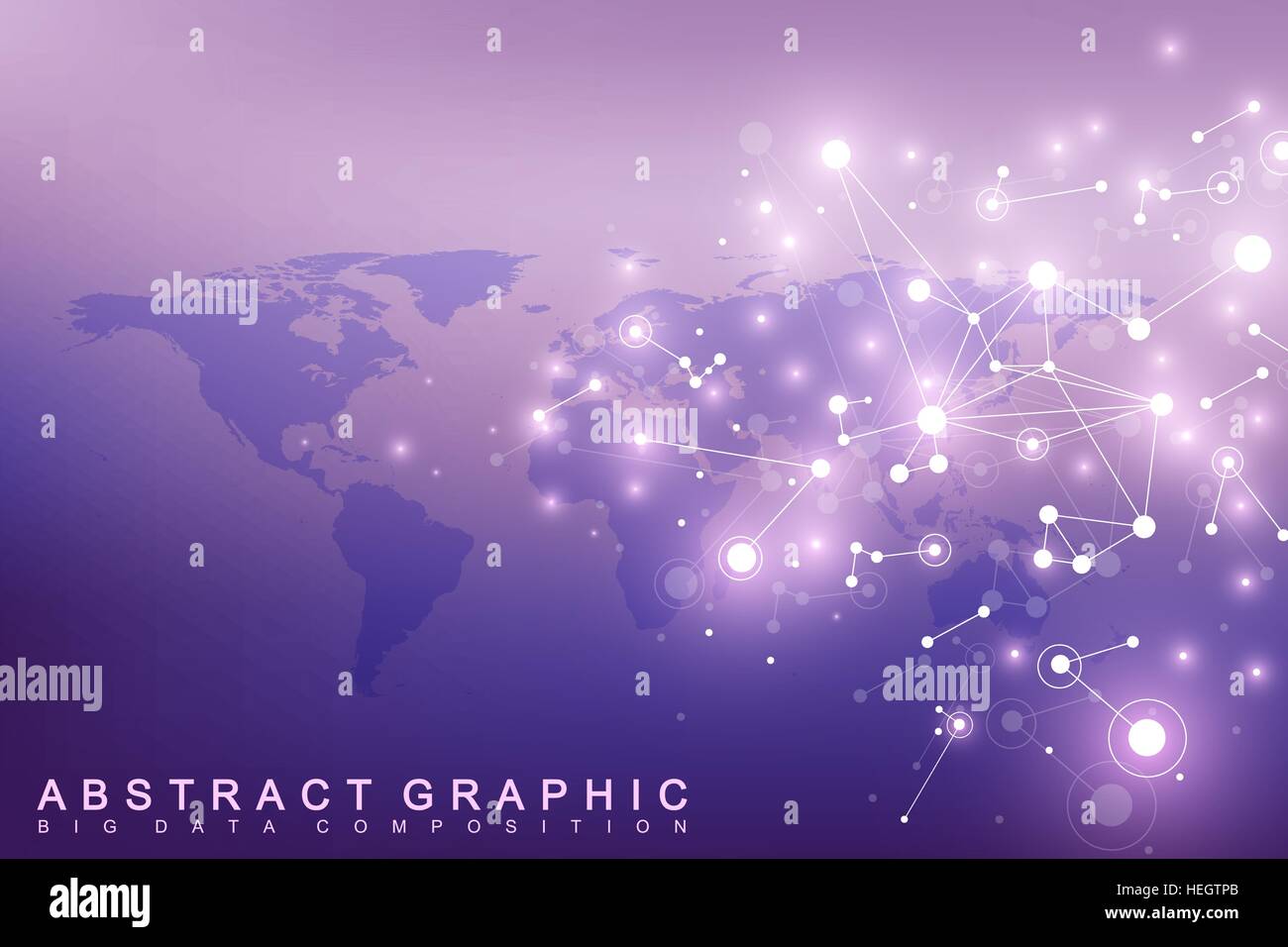 Geometric graphic background communication with World Map. Big data ...
