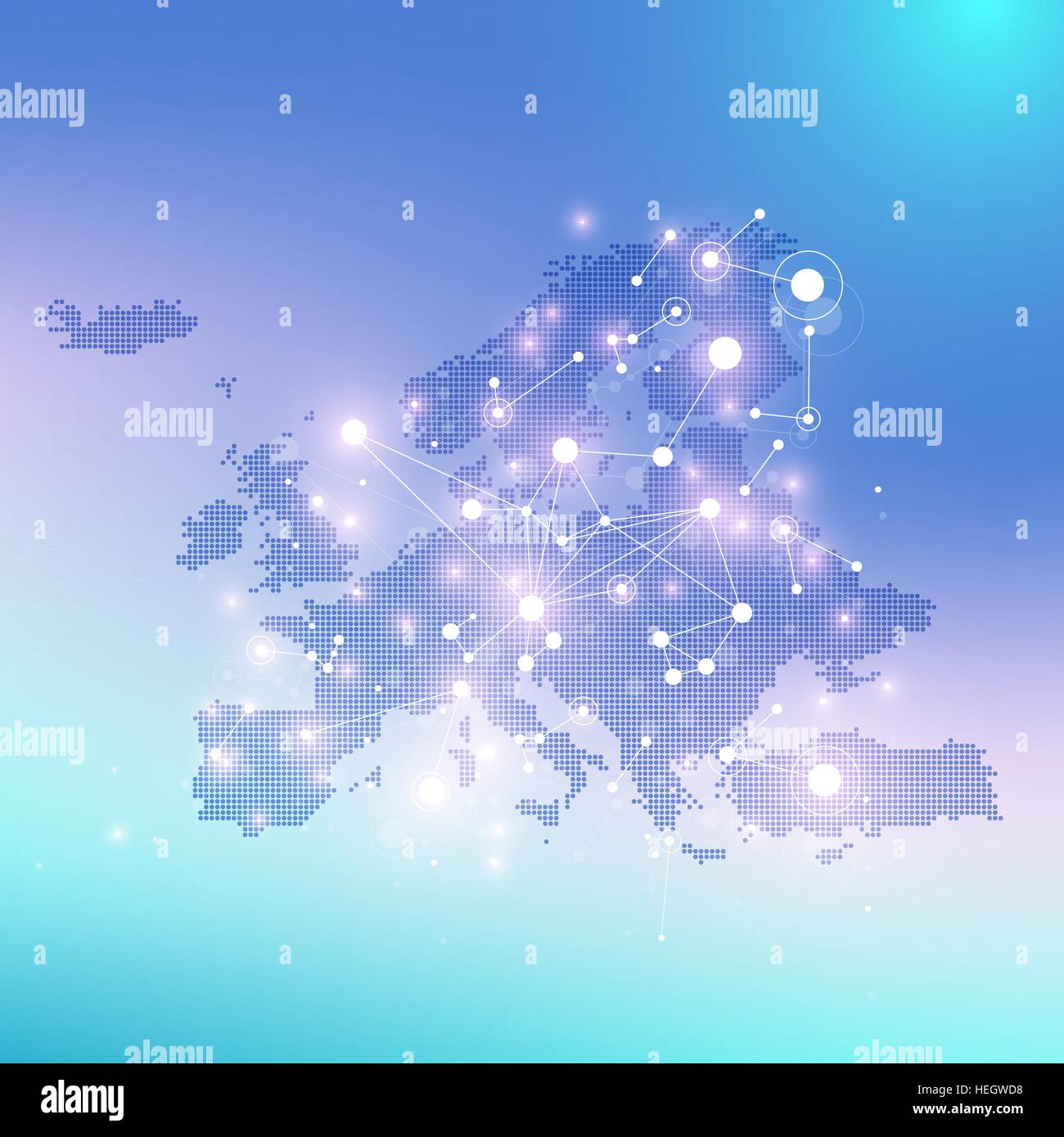 Geometric graphic background communication with Europe Map. Big data ...