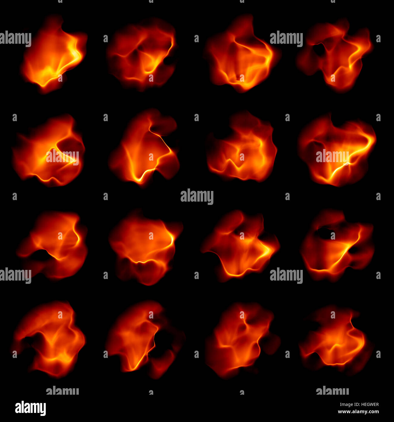 Fire flames collection isolated on black background Stock Photo - Alamy