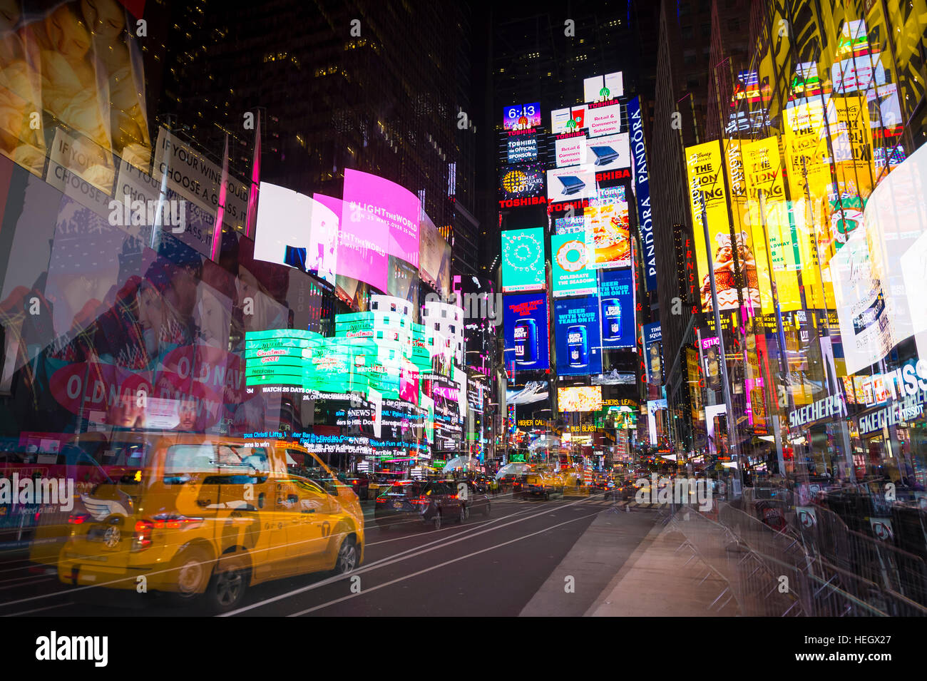 NEW YORK CITY - DECEMBER 23, 2016: Multiple exposure view of Times ...