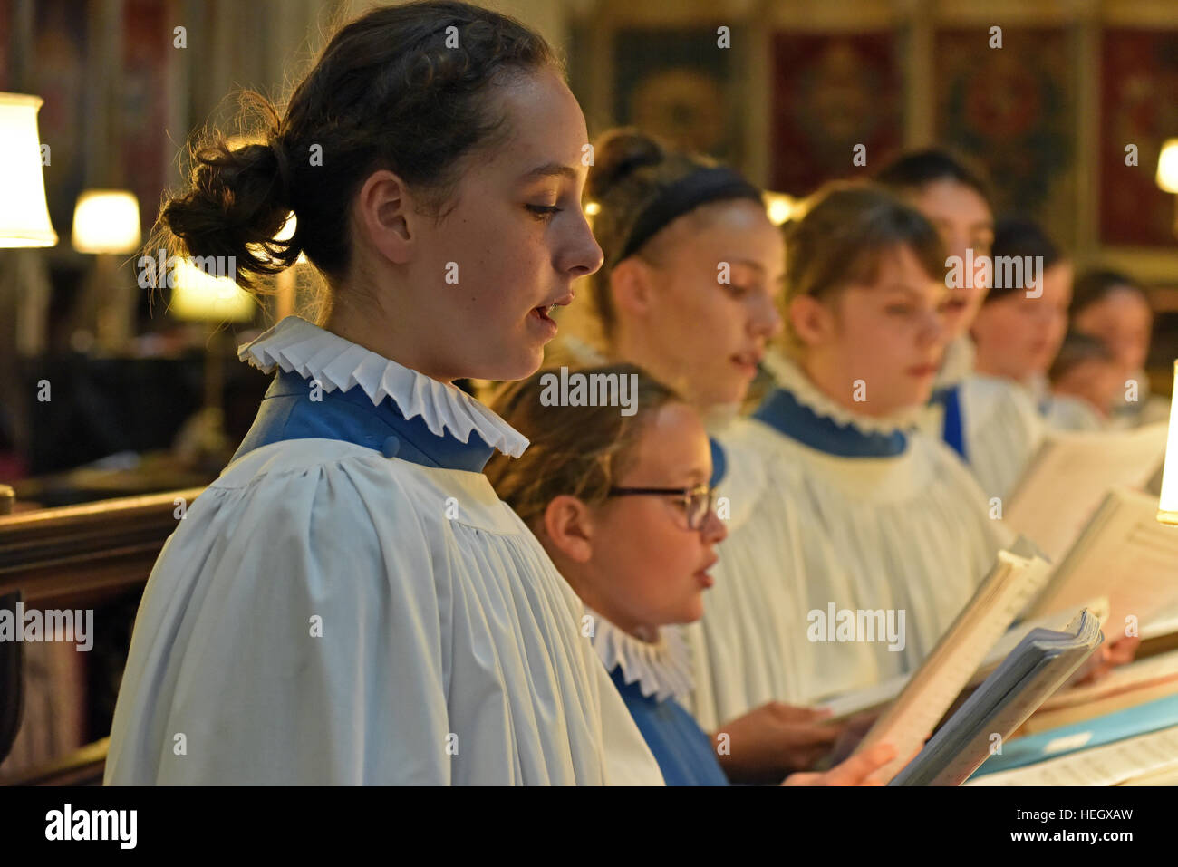 Girl choristers from Wells Cathedral Choir rehearse for evensong ...