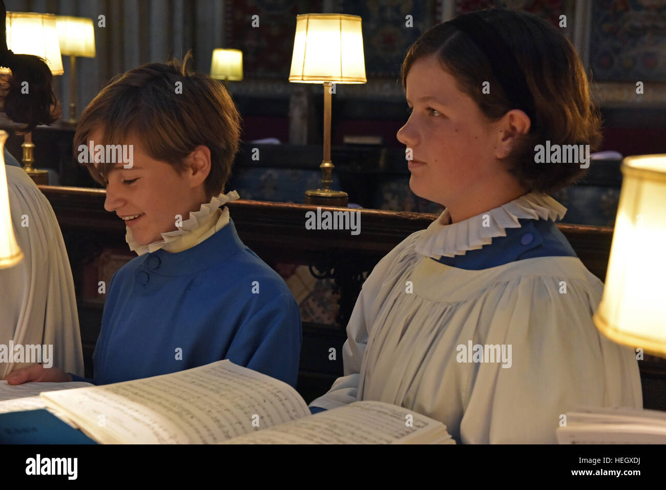 Girl choristers from Wells Cathedral Choir rehearse for evensong ...