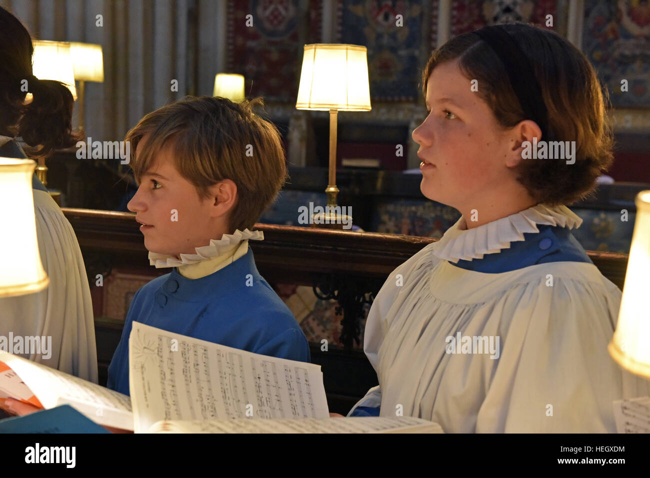 Girl choristers from Wells Cathedral Choir rehearse for evensong ...