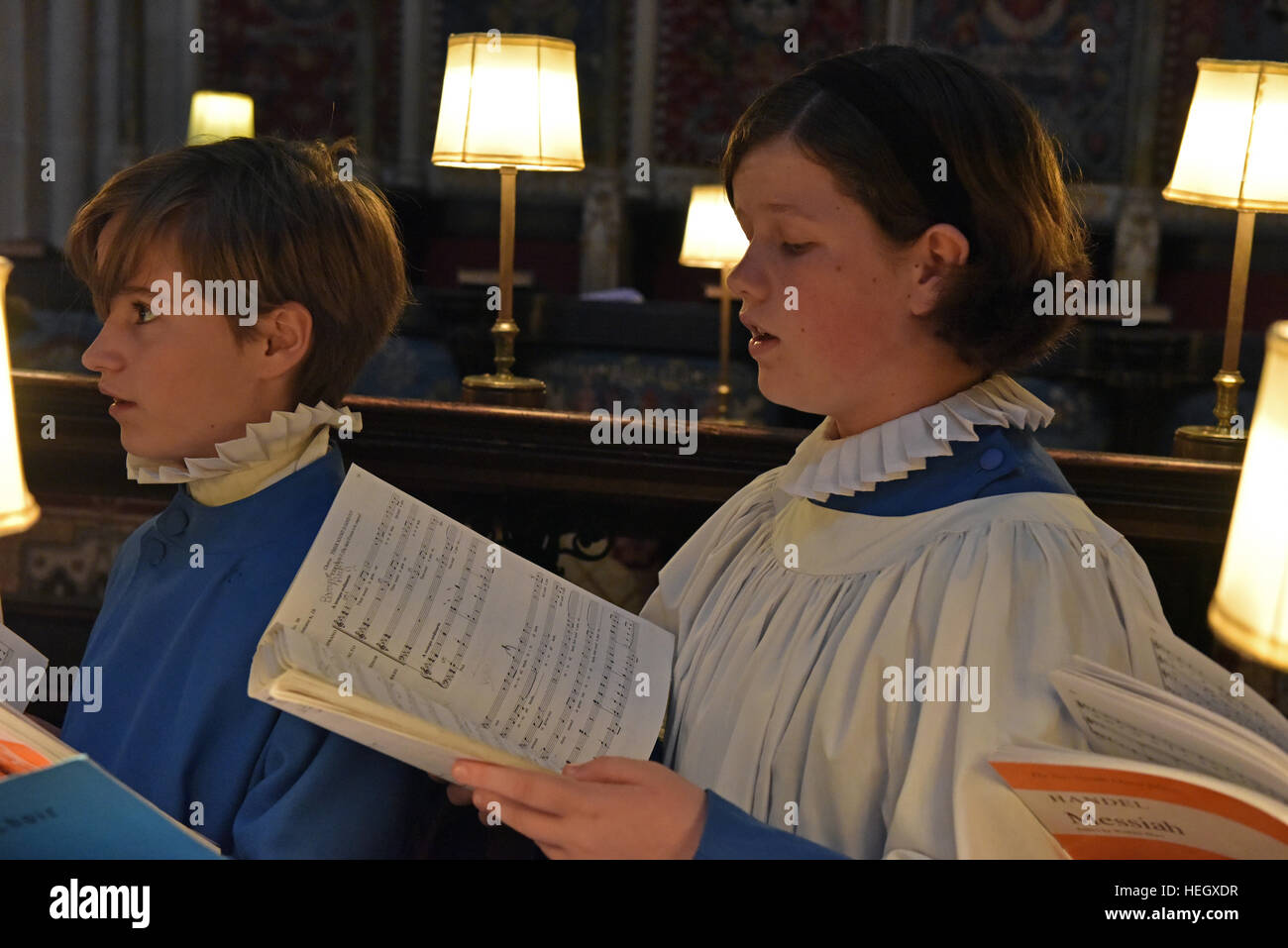 Girl choristers from Wells Cathedral Choir rehearse for evensong ...