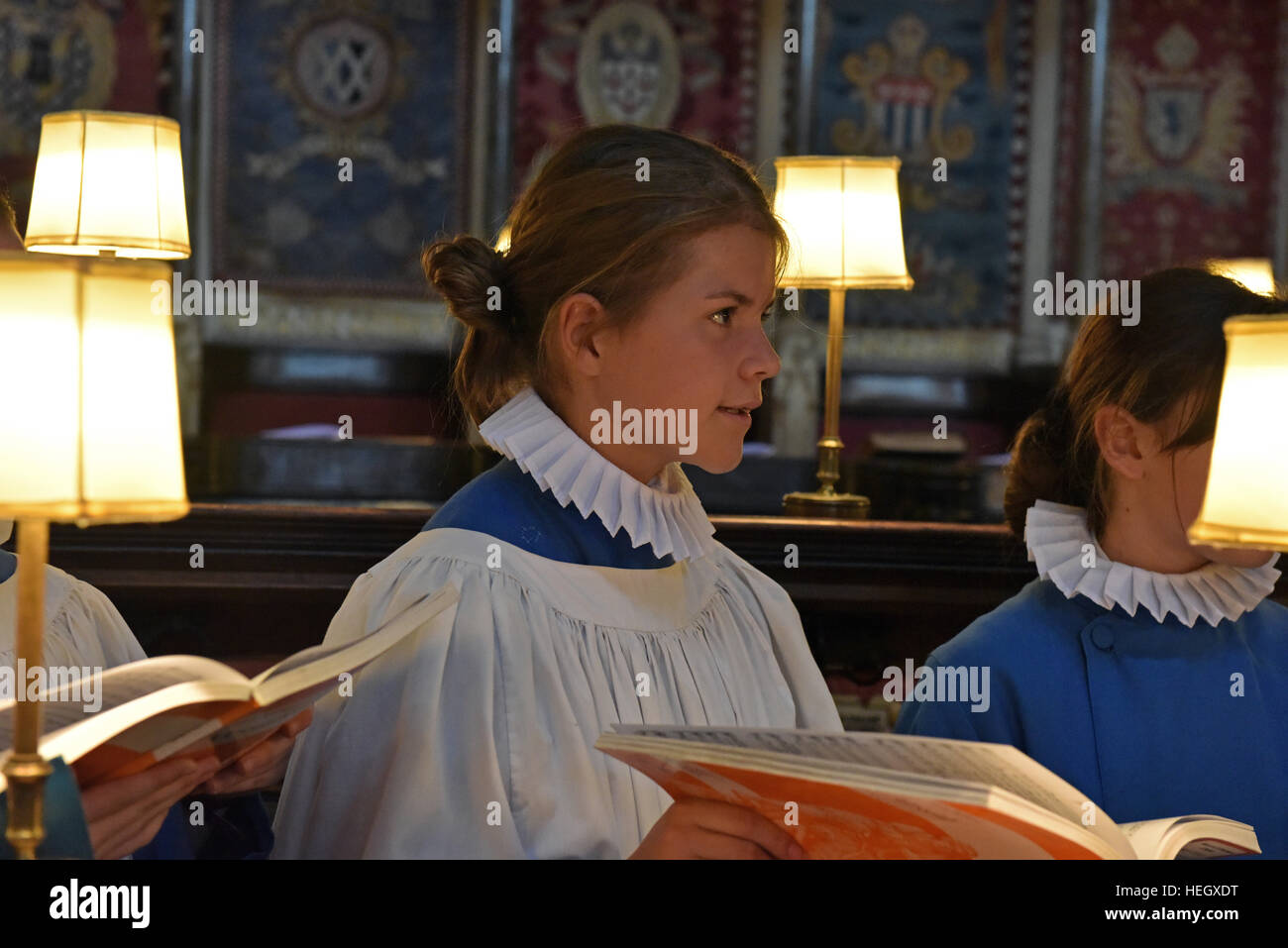 Girl choristers from Wells Cathedral Choir rehearse for evensong ...