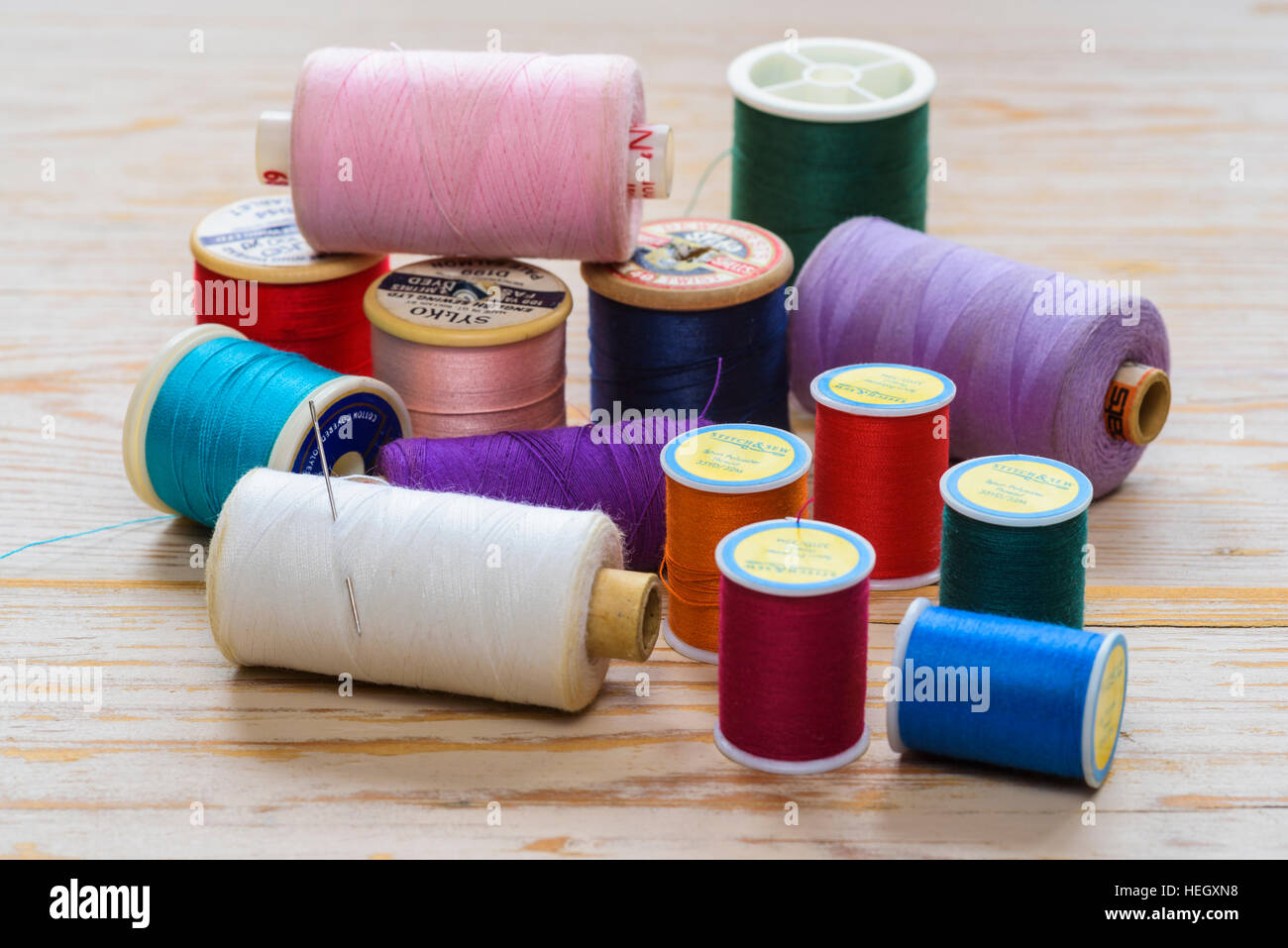 Assorted colourful cotton reels.Needlework yarn Stock Photo - Alamy