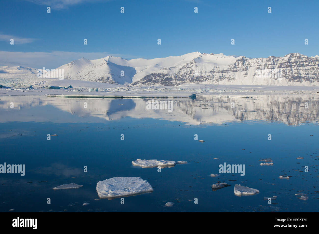 Drift ice floating in Jökulsárlón glacier lagoon in winter, glacial ...