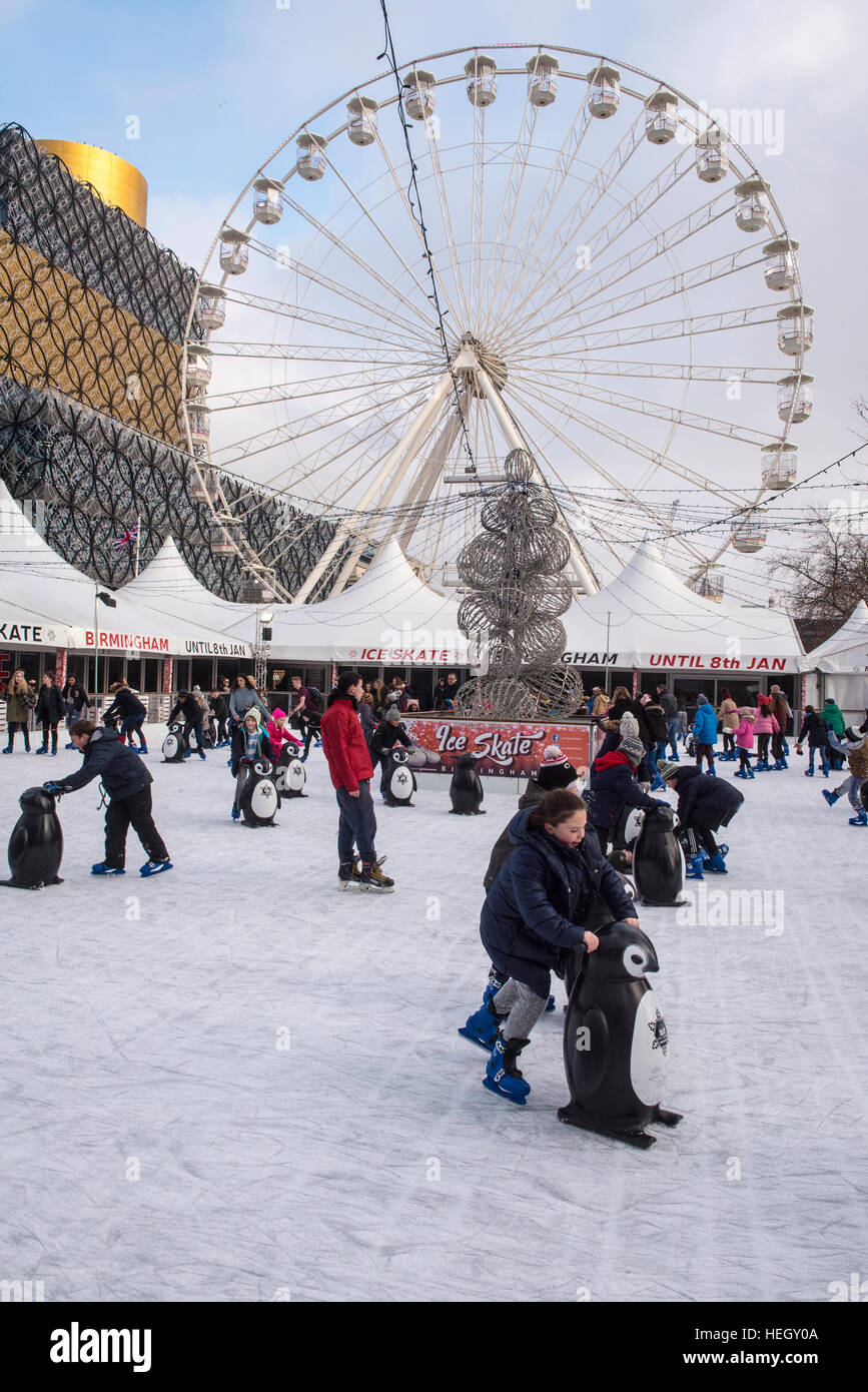 Huge ferris wheel, The Birmingham Eye and ice skating rink part of ...