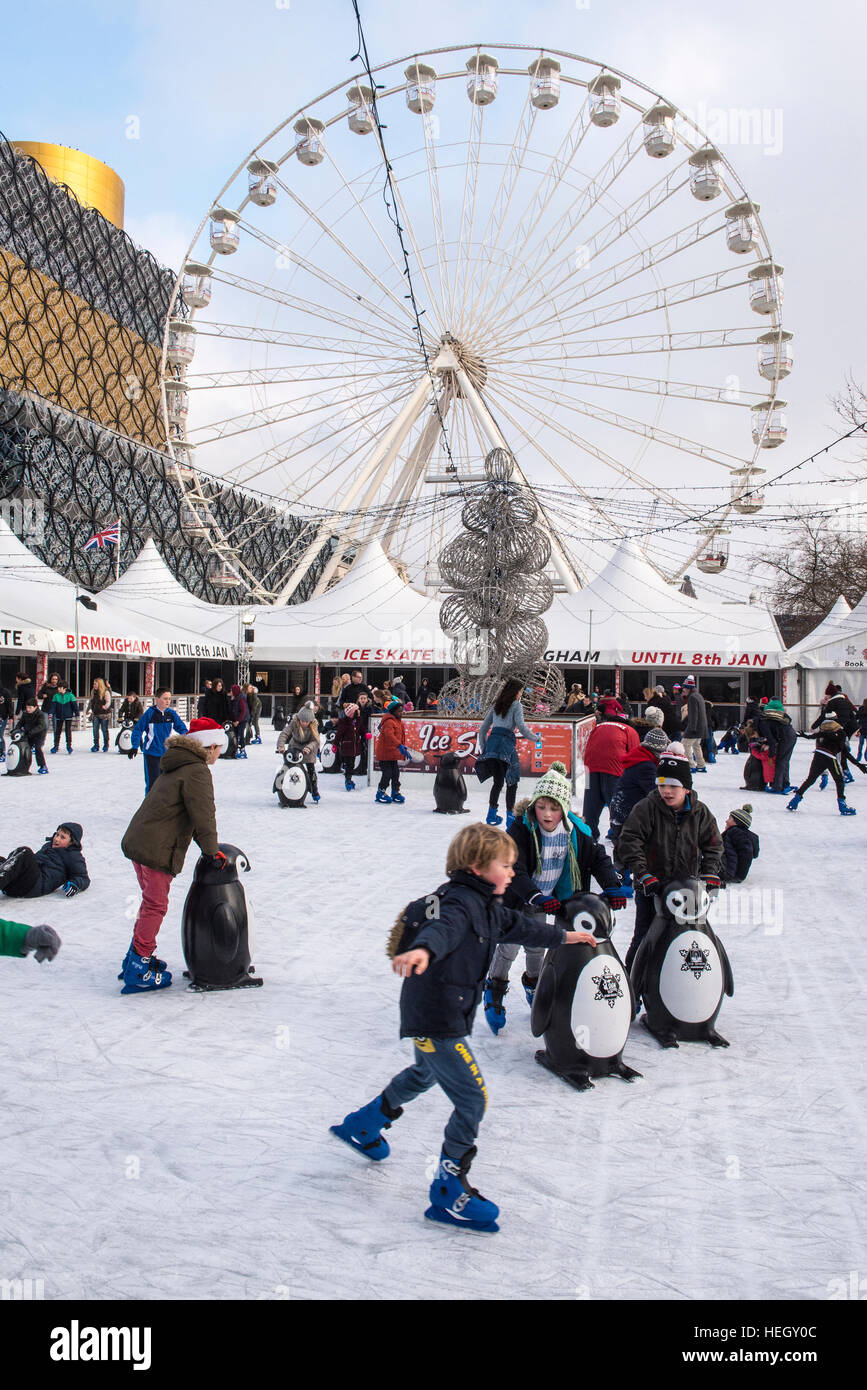 Huge ferris wheel, The Birmingham Eye and ice skating rink part of ...
