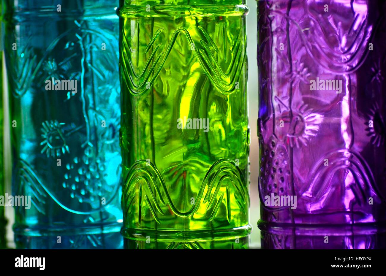 Coloured glass bottles hi-res stock photography and images - Alamy