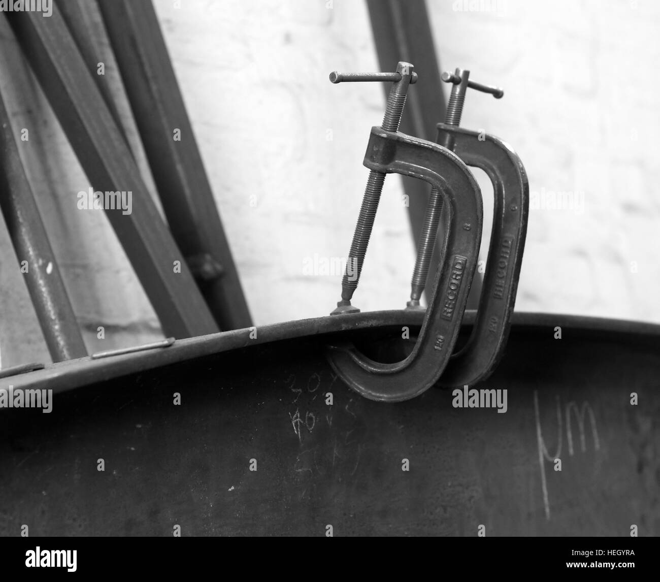 Steel clamp Black and White Stock Photos & Images - Alamy