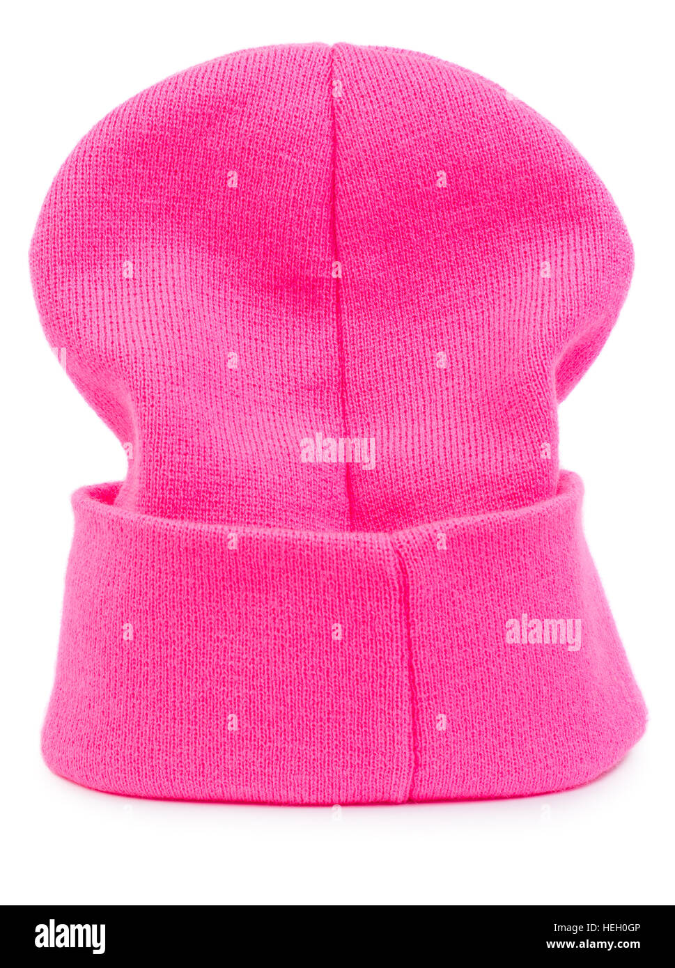 Children pink knitted hat isolated on white background Stock Photo - Alamy