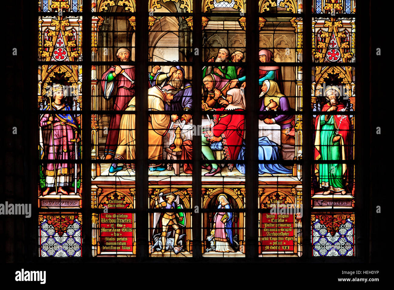 Stained glass window depicting money hi-res stock photography and ...