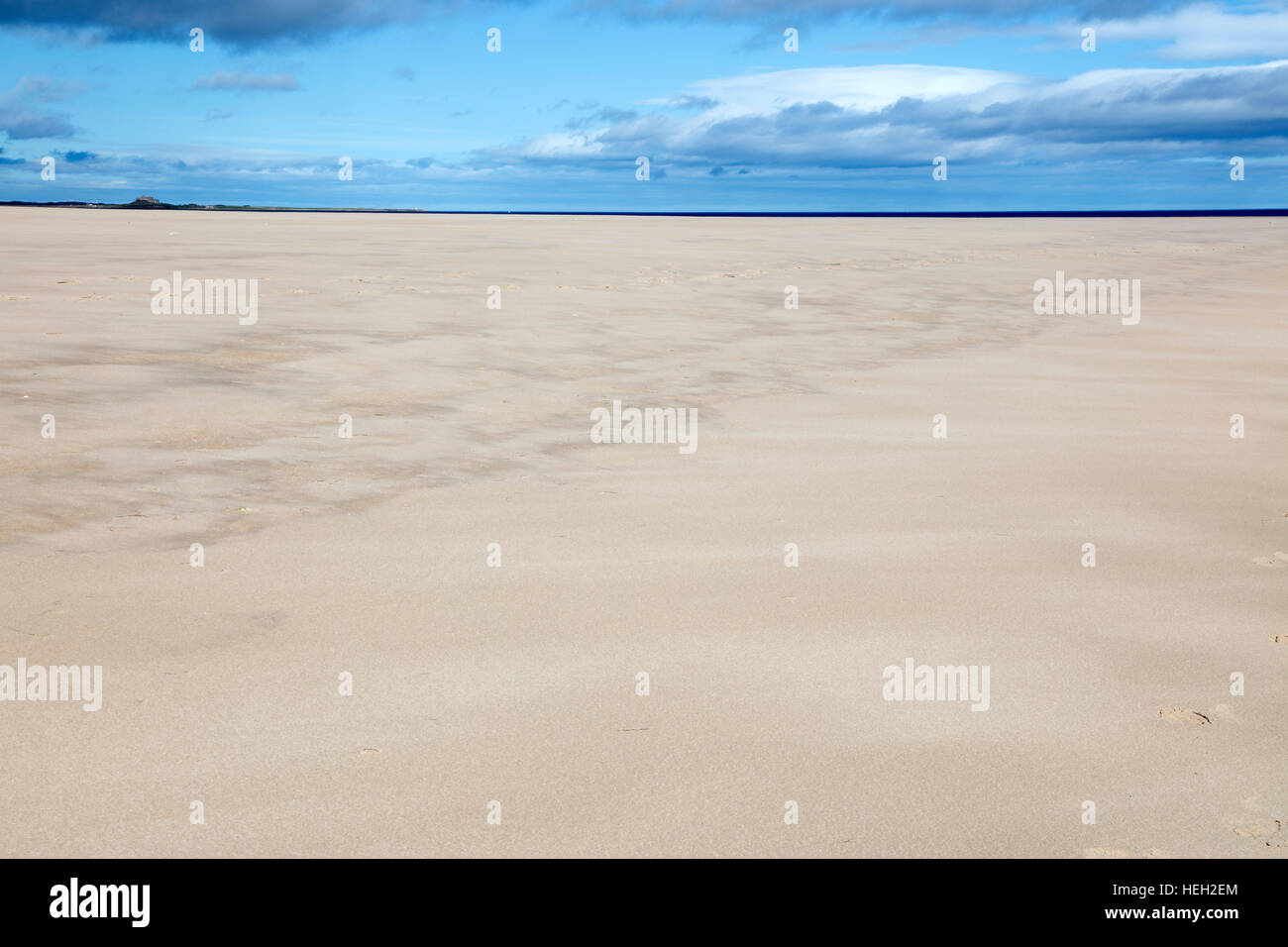 Holy Island seen from Ross Back Sands, Northumberland, England, UK ...