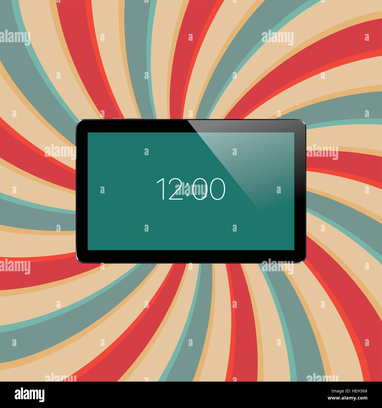 Digital tablet with shiny sensor screen on abstract swirl colorful ...