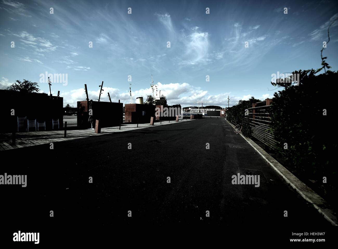 Quiet alley near the Aalborg port Stock Photo - Alamy