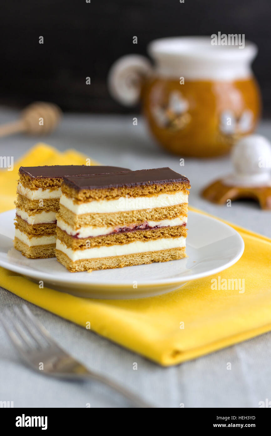 Homemade Honey Cake Slices Stock Photo - Alamy