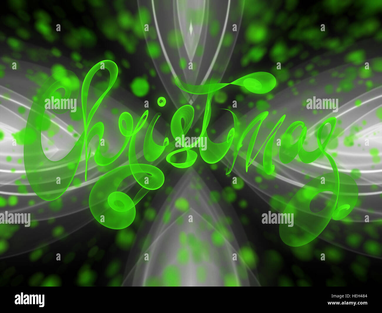 Christmas word lettering written with green fire flame or smoke on ...