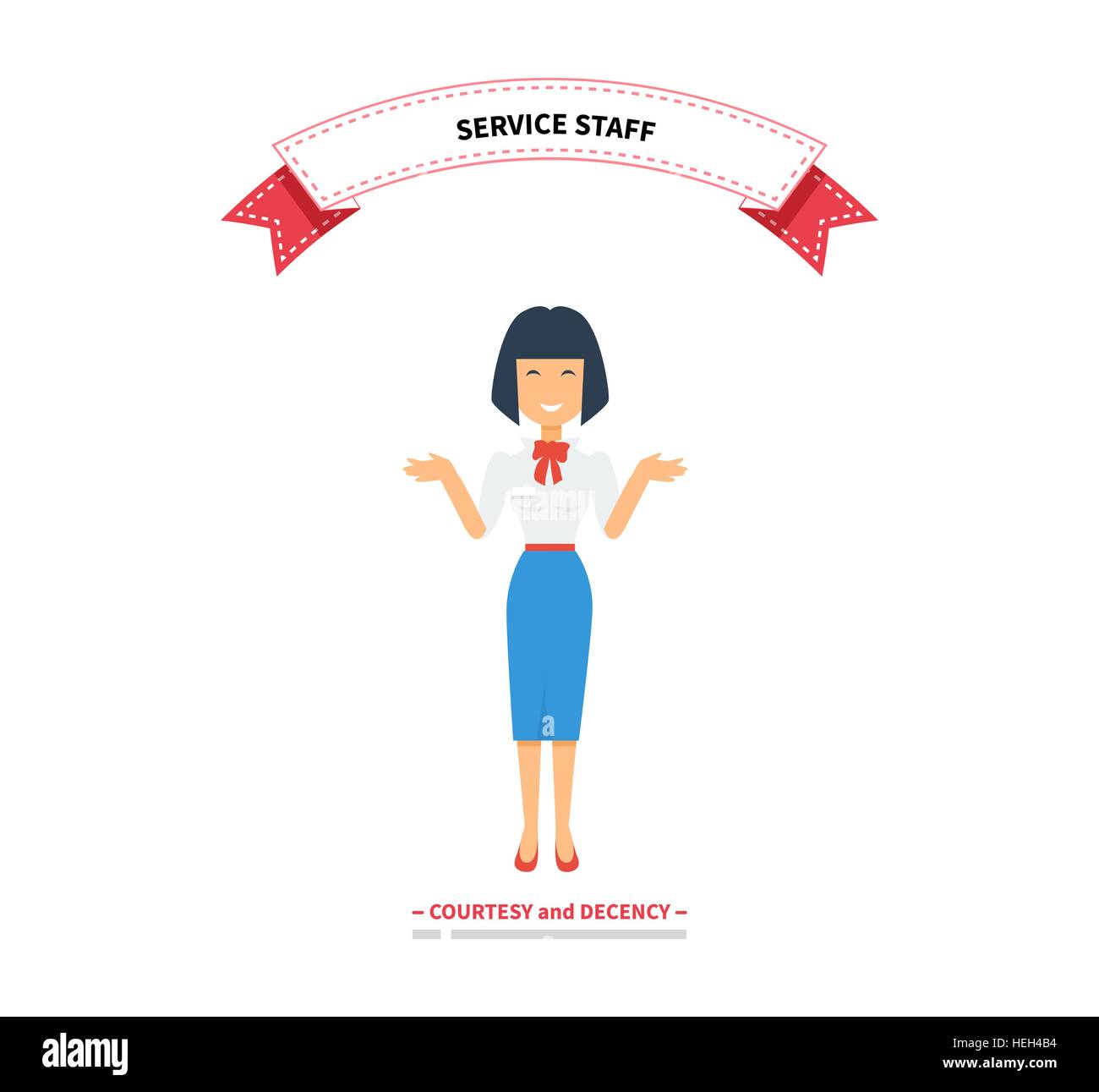 Service staff woman design flat. Service staff, woman business person ...