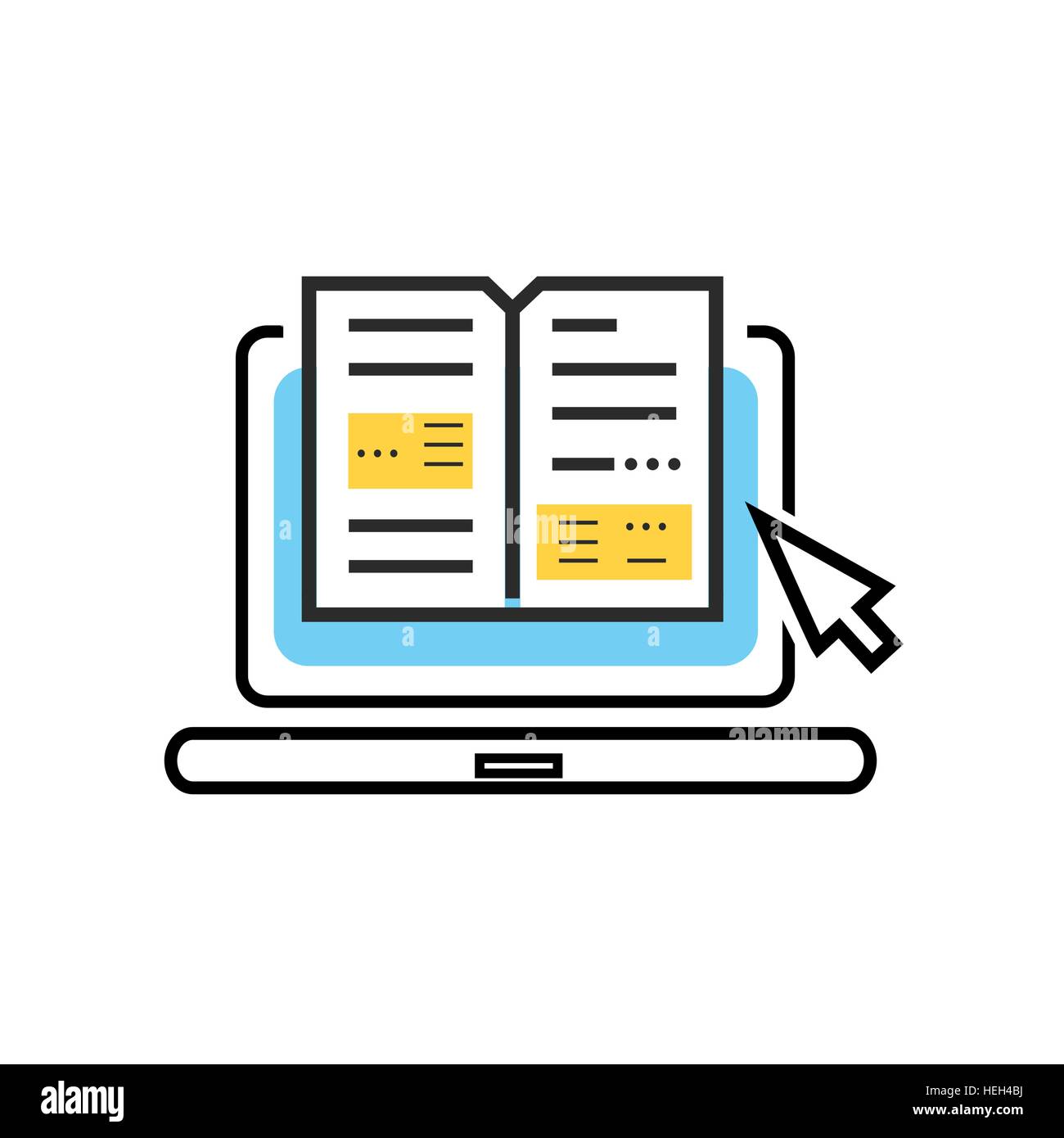 Book and laptop logo. Online book, digital library concept. Laptop ...