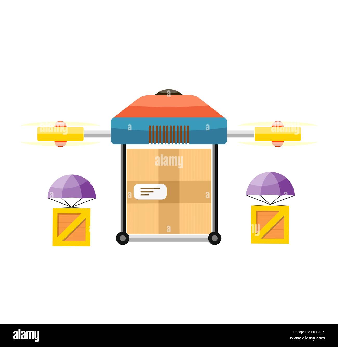 Quadrocopter delivery design flat. Quadrocopter and delivery, drone or ...