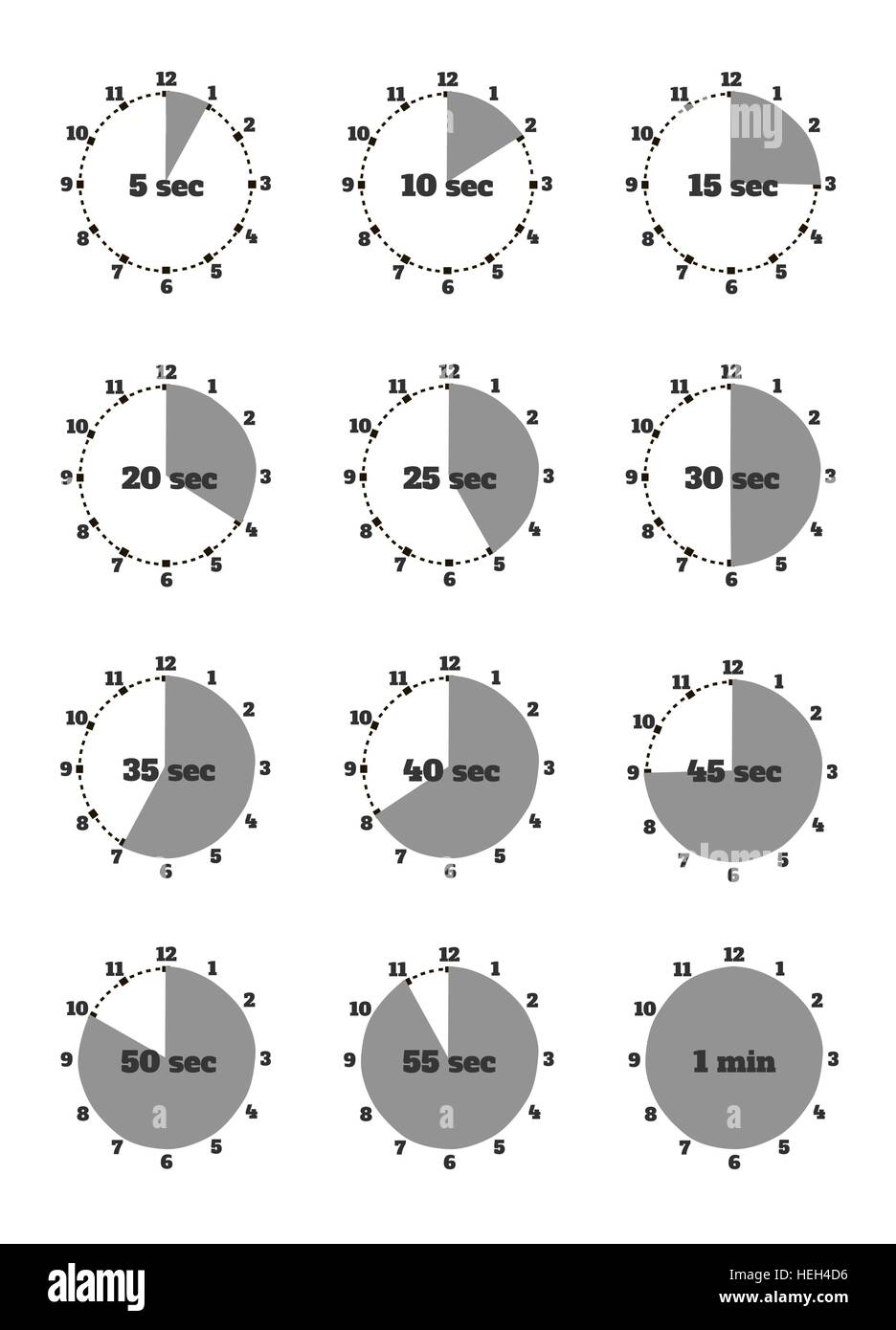 Set of time second stopwatch design flat. Clock and stopwatch icon ...
