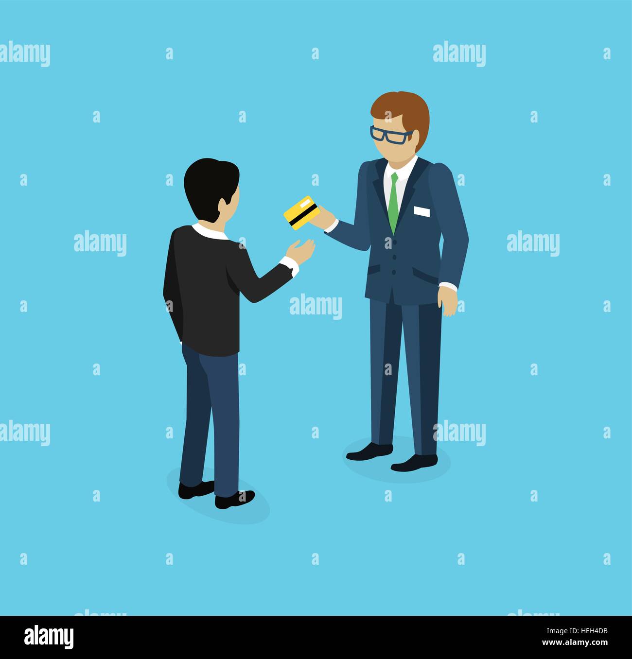 Man give credit card icon isometric. Man with card, businessman with ...