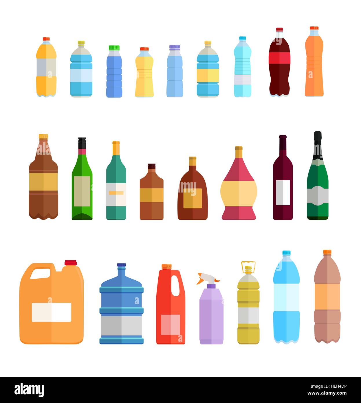 Bottle set design flat oil and beverage. Bottle and water bottle ...