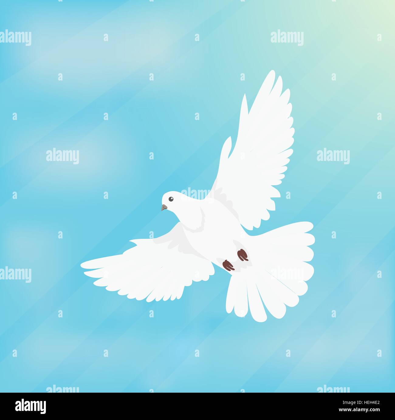 White dove soars in space design flat. White dove flying, white bird ...