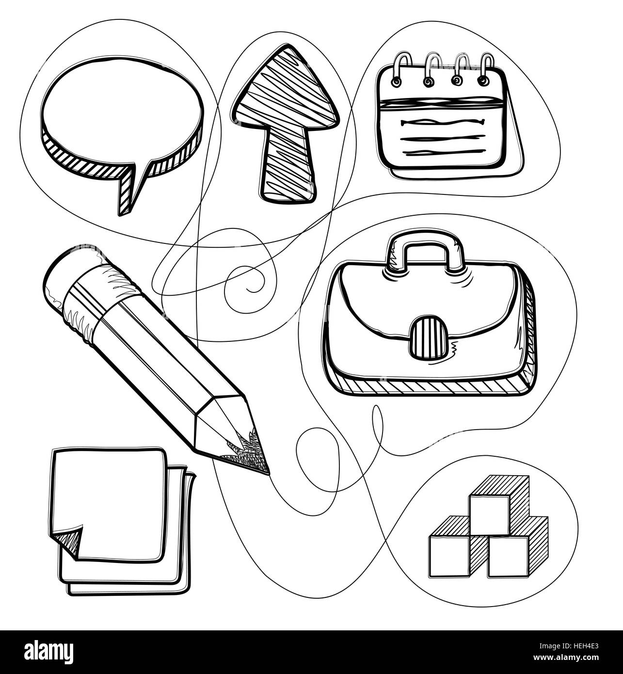 Hand drawn management design line. Management business drawing, hand ...