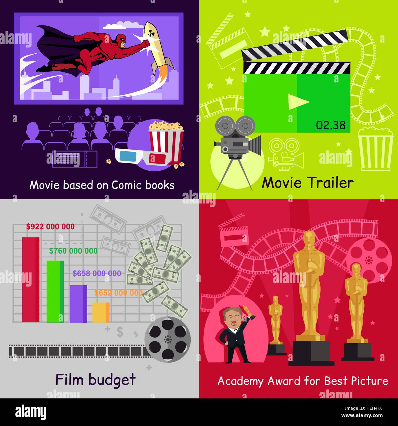 Cinema set banners film movie design. Best picture, award academy ...
