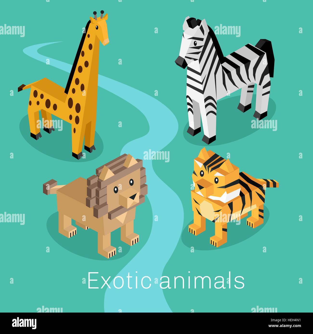 Exotic animal set isometric 3d design. Exotic and animal, animals ...