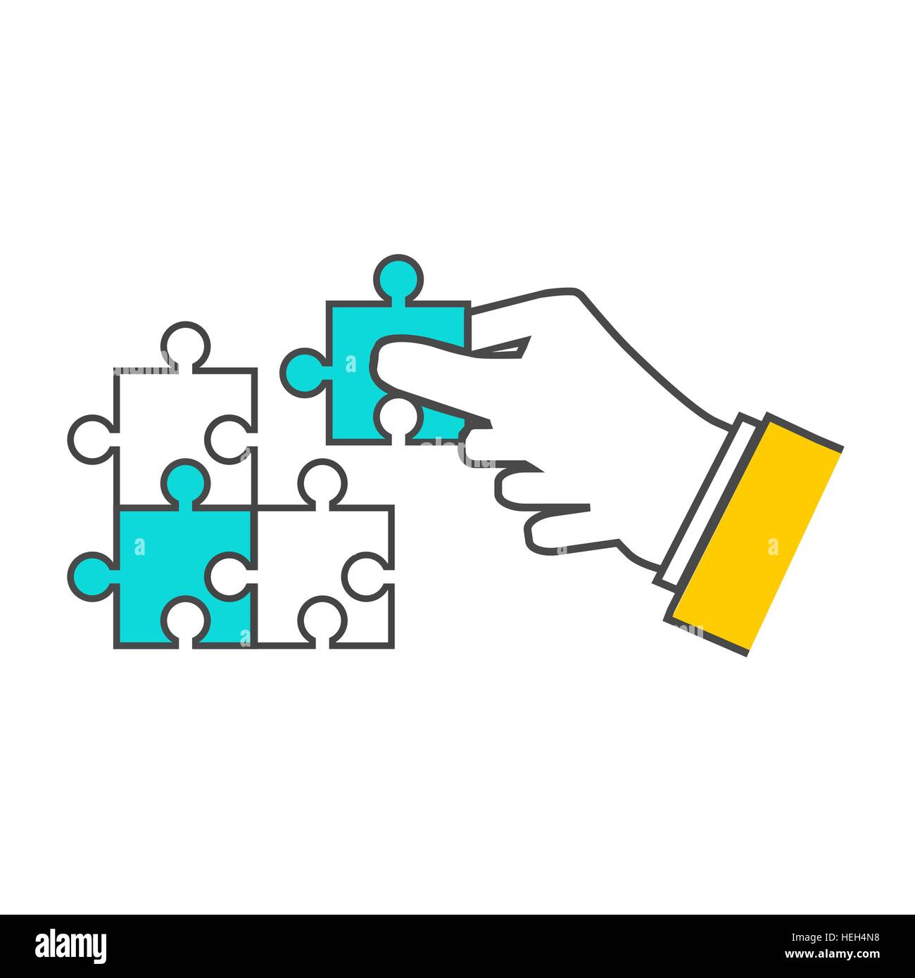 Creating or building own business concept. Puzzle piece, construction ...