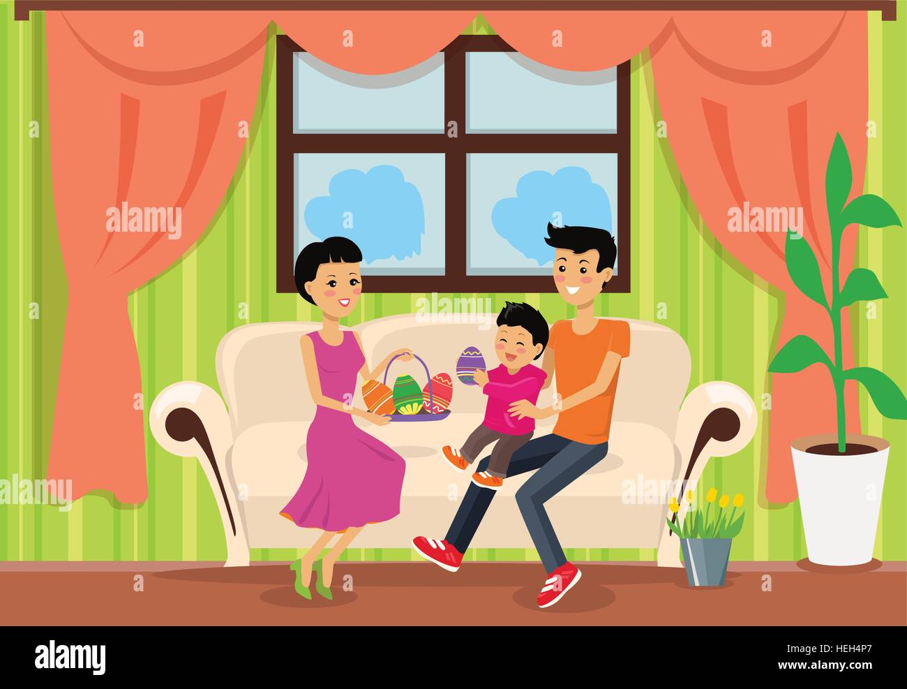 Happy Easter Family Set Design. Happy childhood easter family set ...