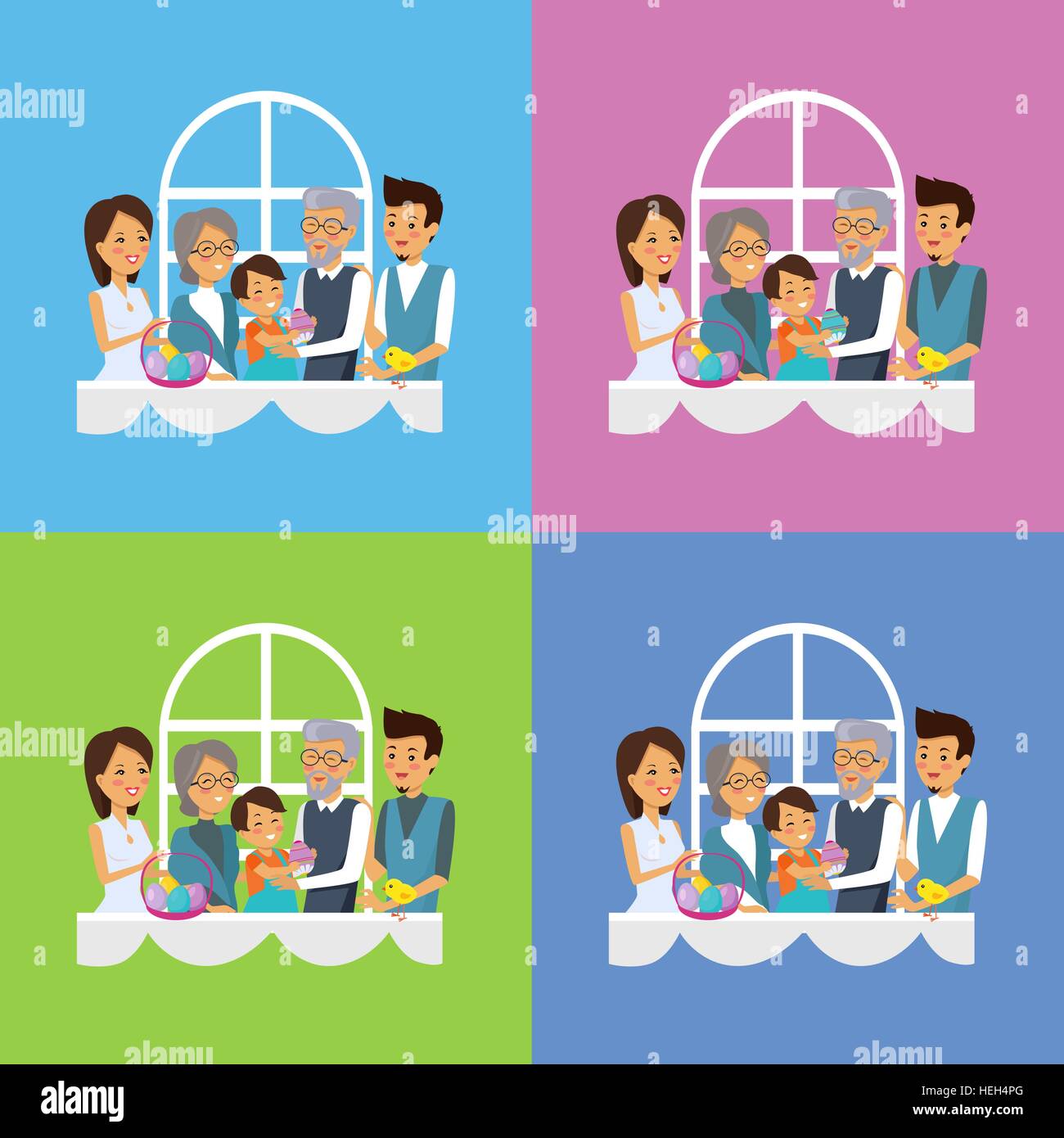 Happy Easter Family Set Design. Happy childhood easter family set ...