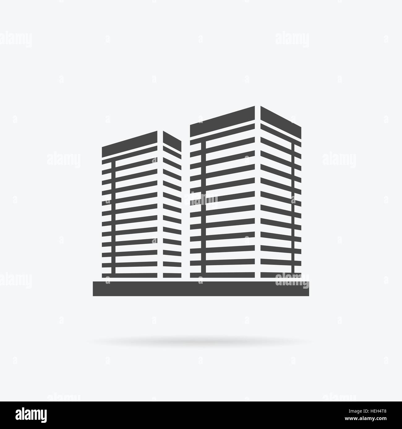 Skyscraper logo building icon. Black building and isolated skyscraper ...