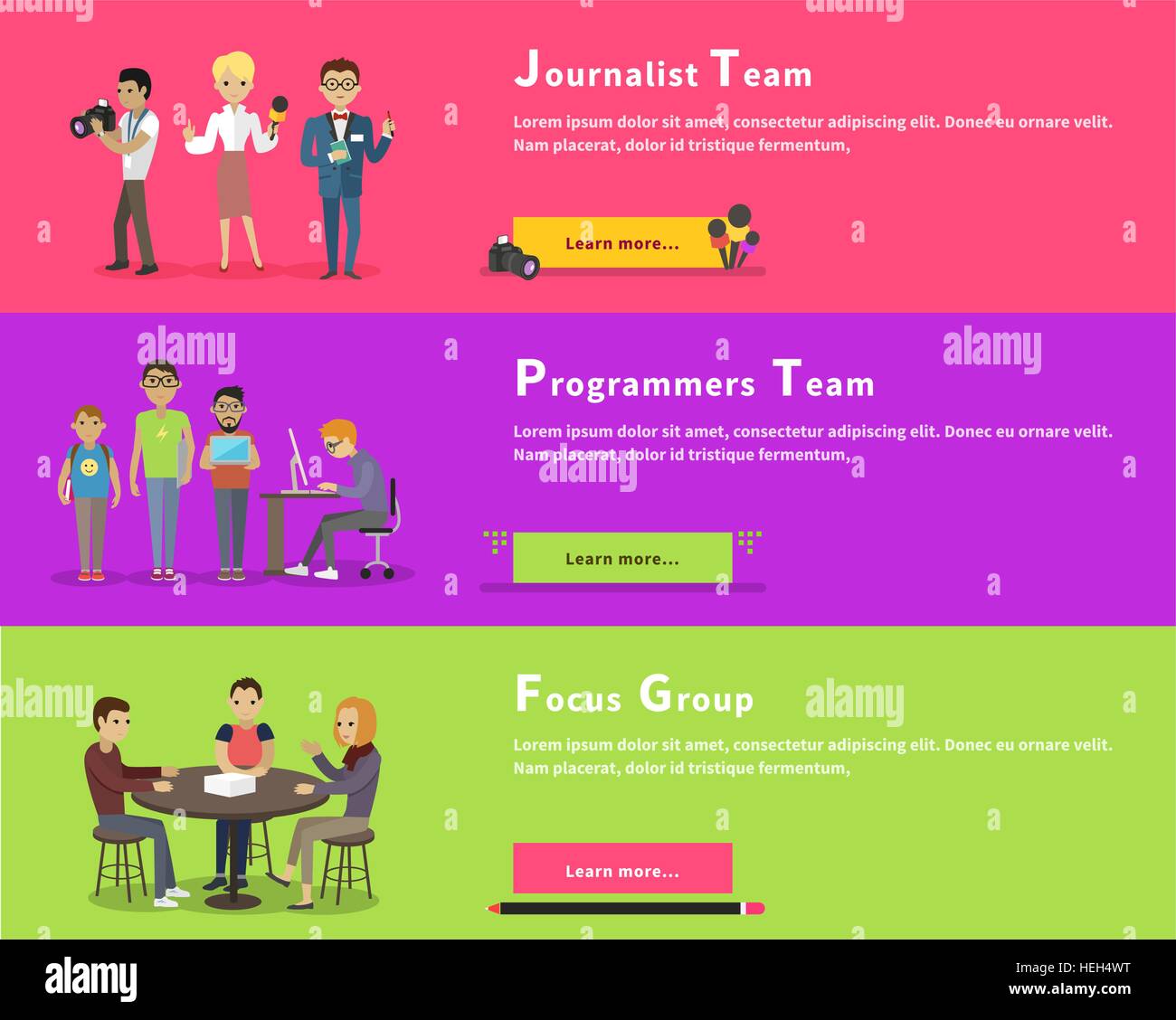 Journalists team people group flat style. Report and press, interview ...
