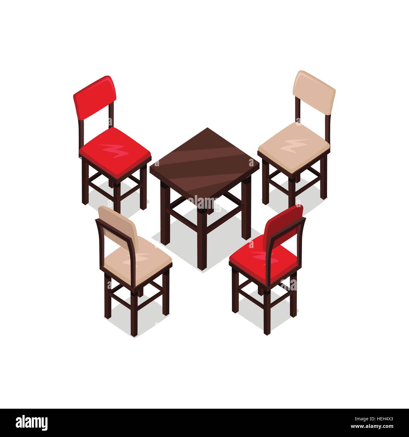 Chair and table isometric design. Office table chair isolated ...
