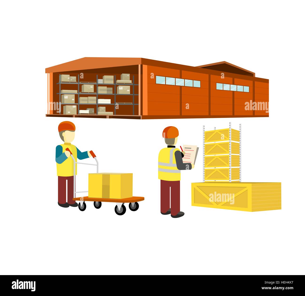 Equipment delivery process of the warehouse. Warehouse interior ...