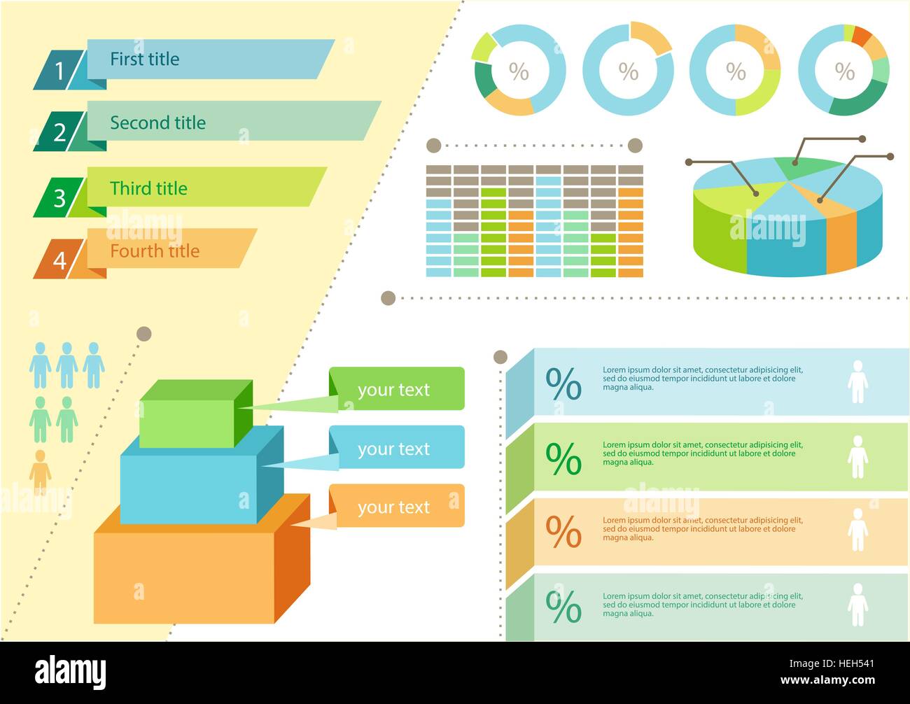Infographic set flat design business. Graph infographic elements, chart ...