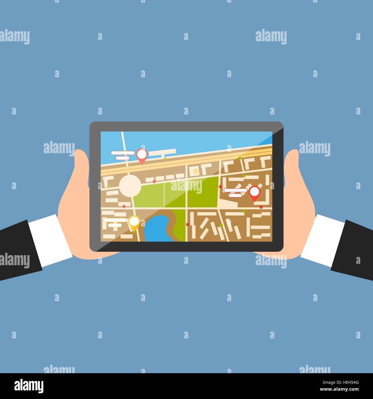Hand tablet map Stock Vector Images - Alamy