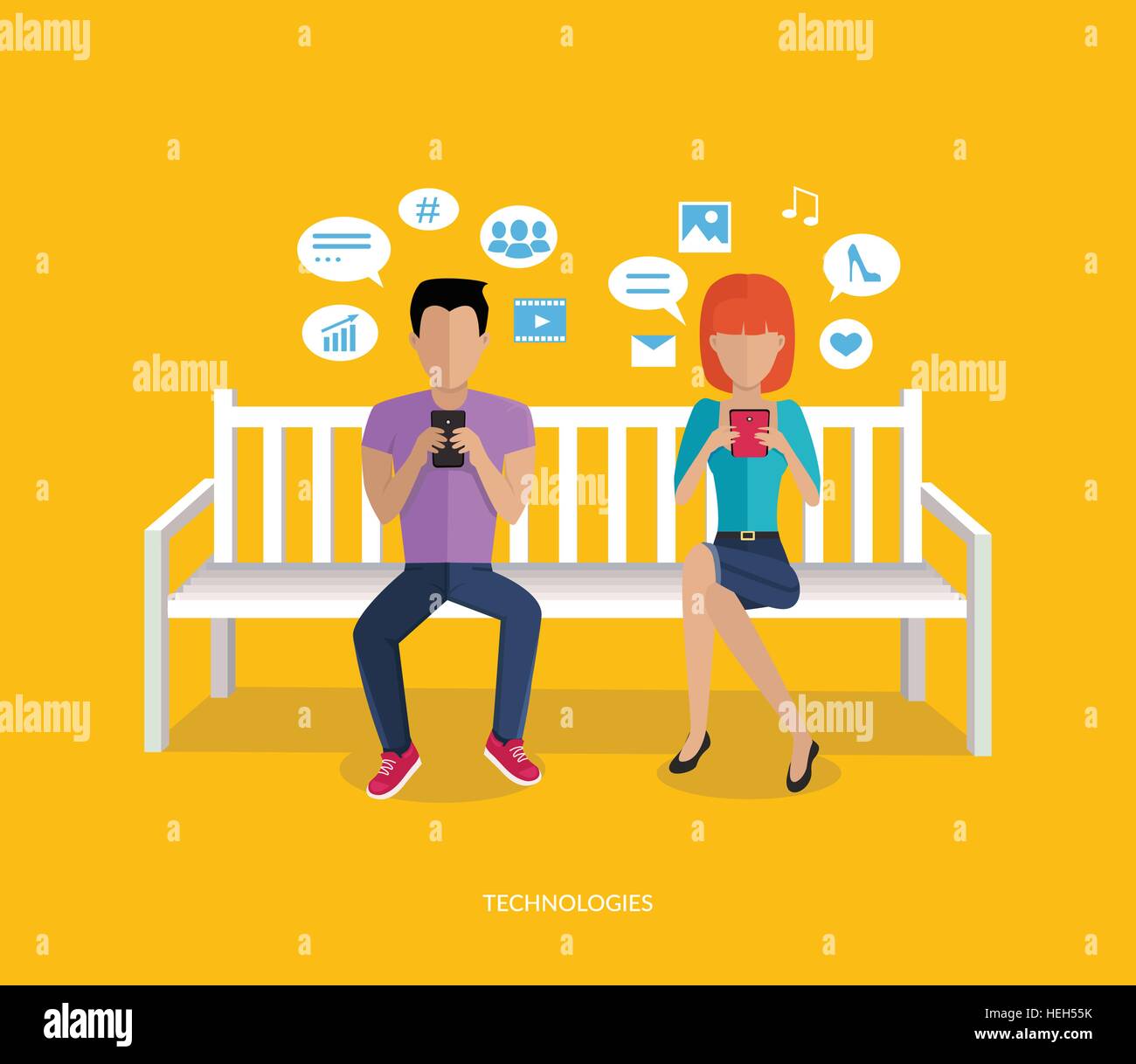 Internet addiction disorder technology. People man and woman game ...